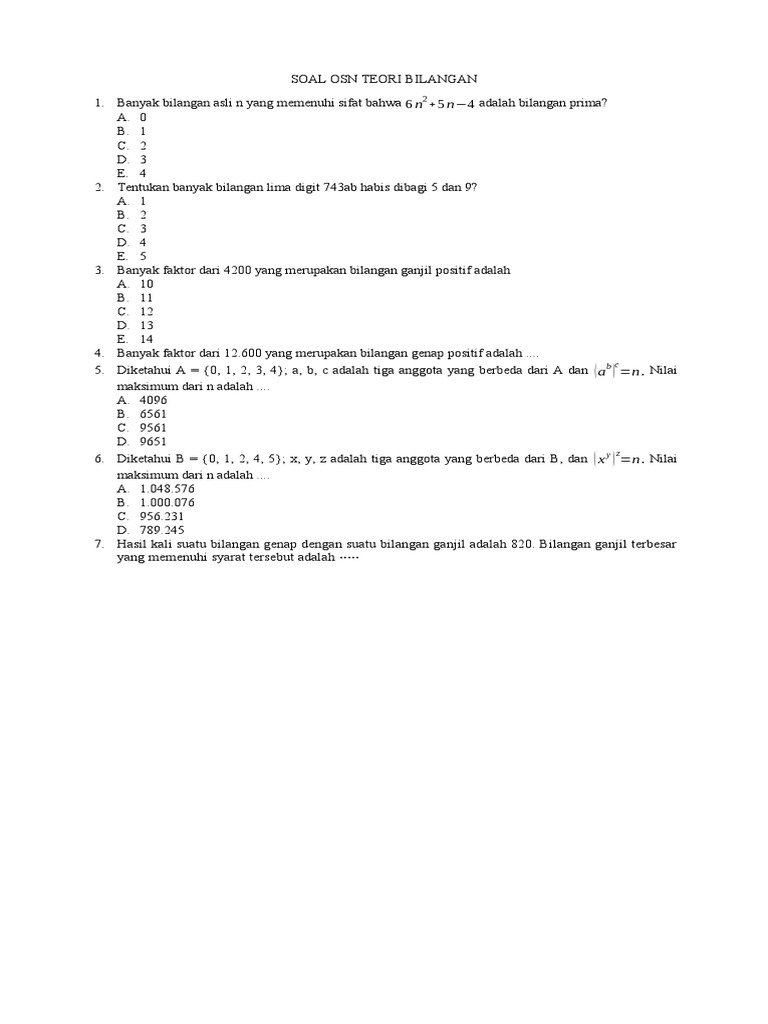 Soal OSN Teori Bilangan - PART 1 | PDF