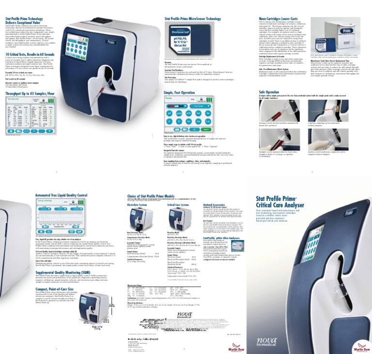 Nova Prime & Nova Plus ABG Analyzer Brochure | PDF | Image Scanner | Blood