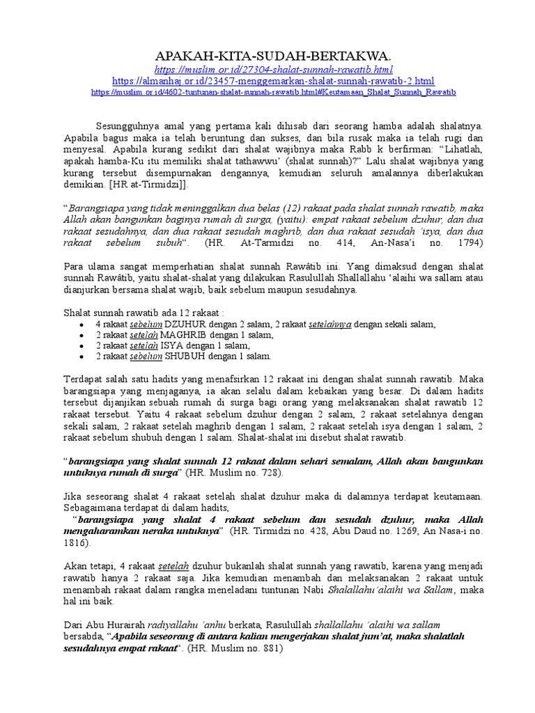 Shalat Sunnah Rawatib | PDF