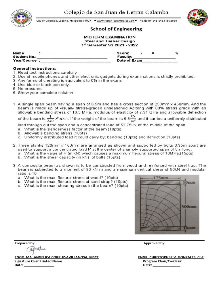 Steel and Timber - Midterm Exam - Sy2021-2022 | PDF