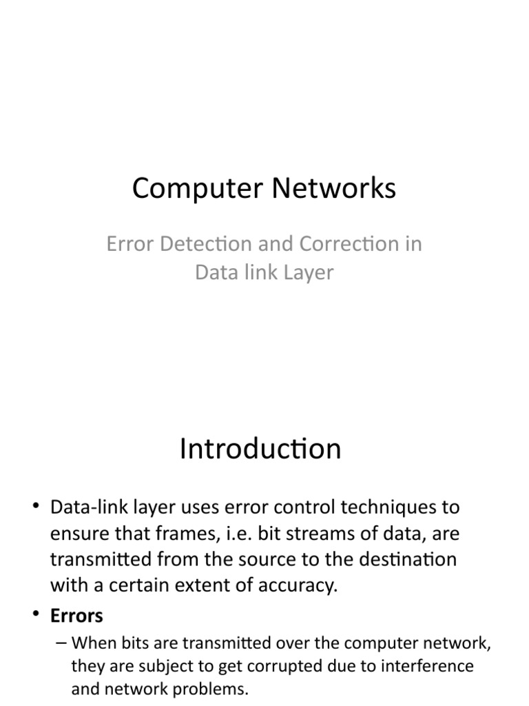 Error Detection and Correction in Data Link Layer | PDF | Error Detection And Correction | Data ...