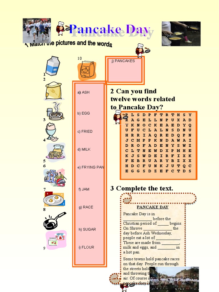 Pancake Day Word Search & Quiz | PDF | Pancake | February Observances