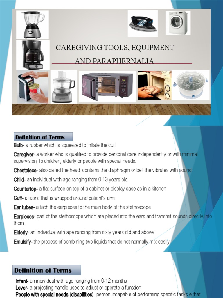 Caregiving Tools and Equipment Guide | PDF | Foods | Home Appliance