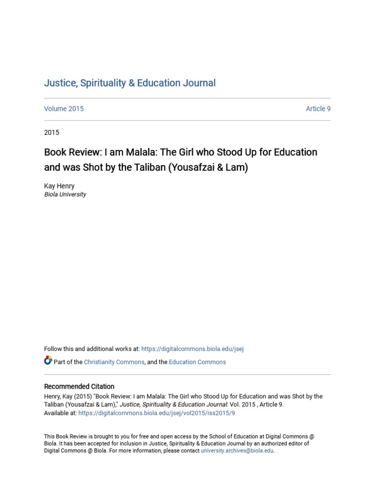 Book Review: I Am Malala | PDF