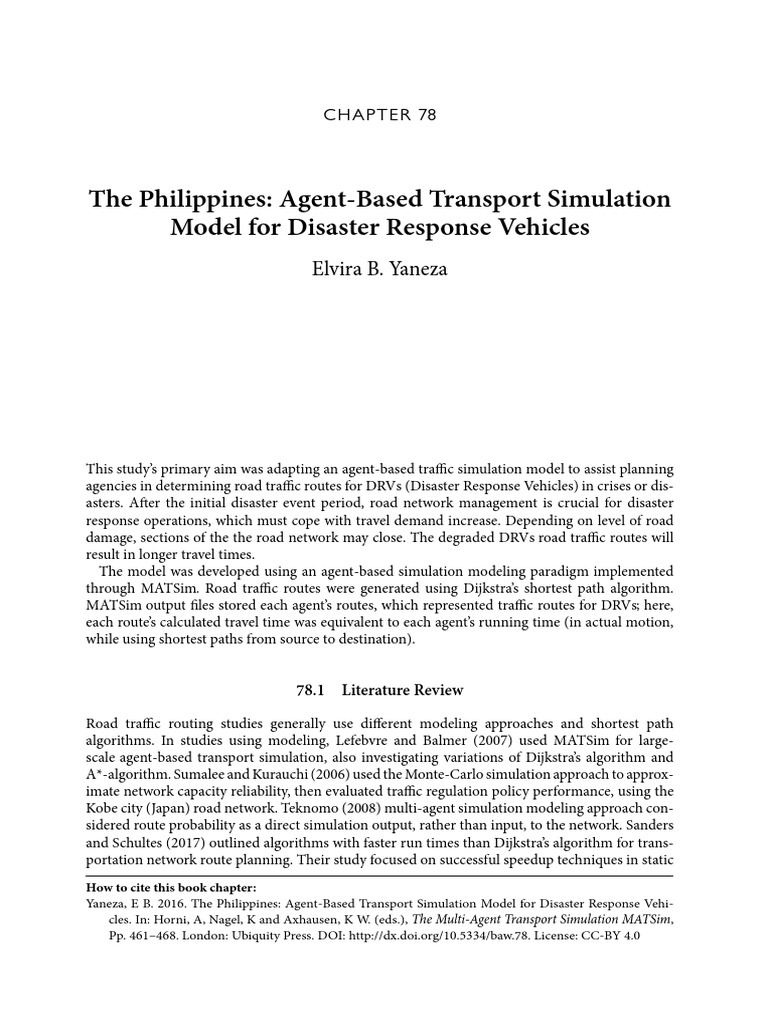Multi Agent Transport Simulation 78 The Philippines Agent Based Transport Simulation M Pdf