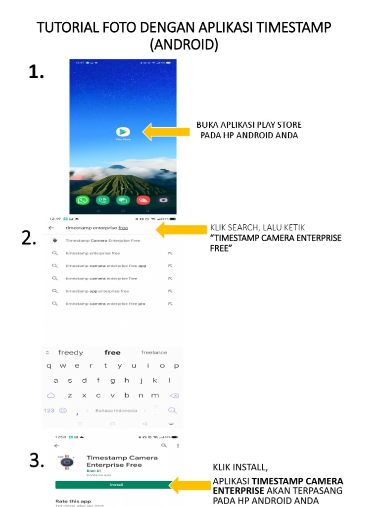 Tutorial Foto Aplikasi Timestamp | PDF