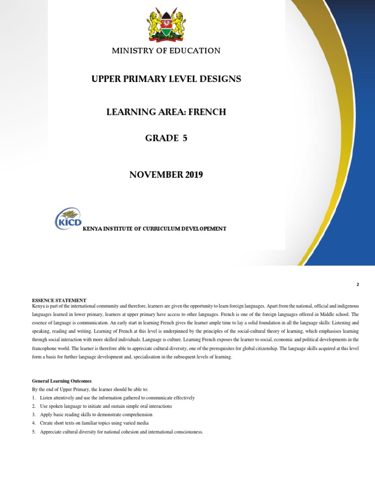 Grade 5 French Curriculum Guide | PDF | Learning | Literacy