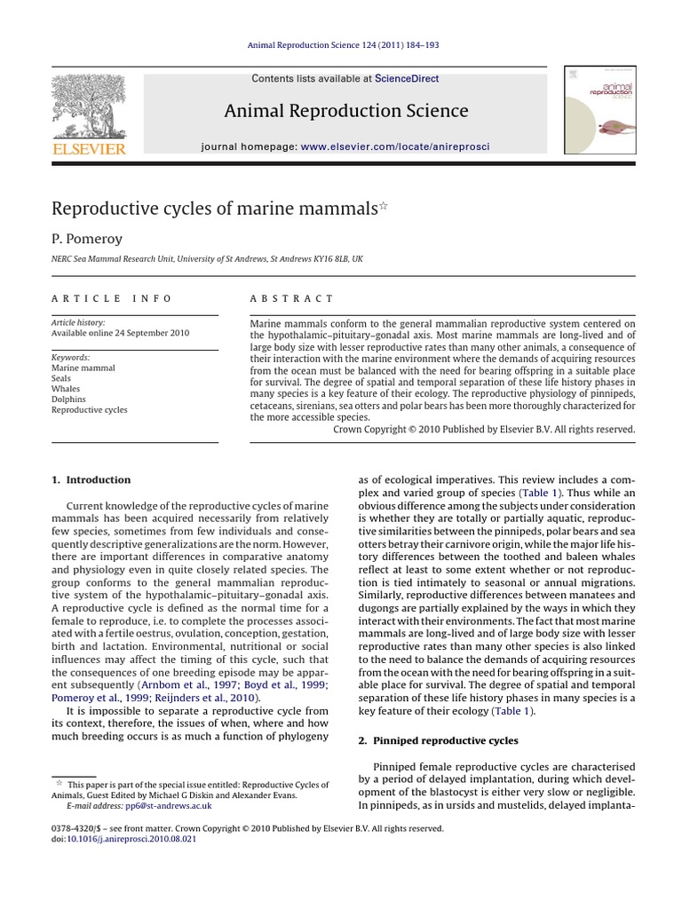 S7 - Reproductive Cycles of Marine Mammals | PDF | Pinniped | Ovary