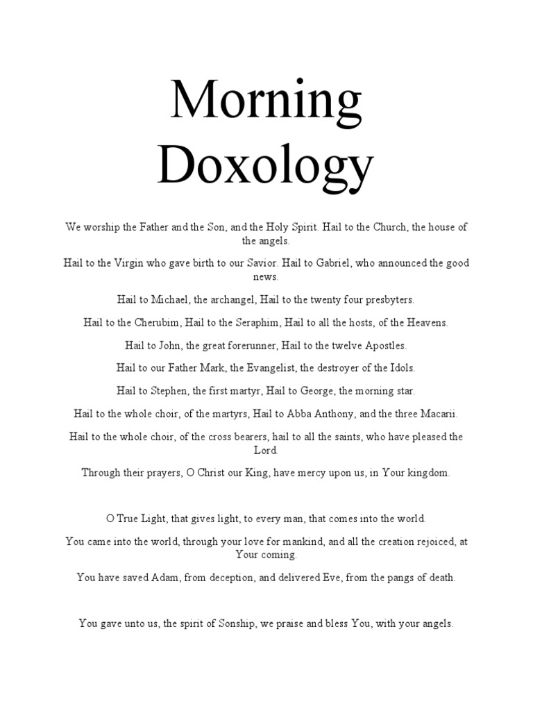 Morning Doxology | PDF | Lord's Prayer | Mary, Mother Of Jesus