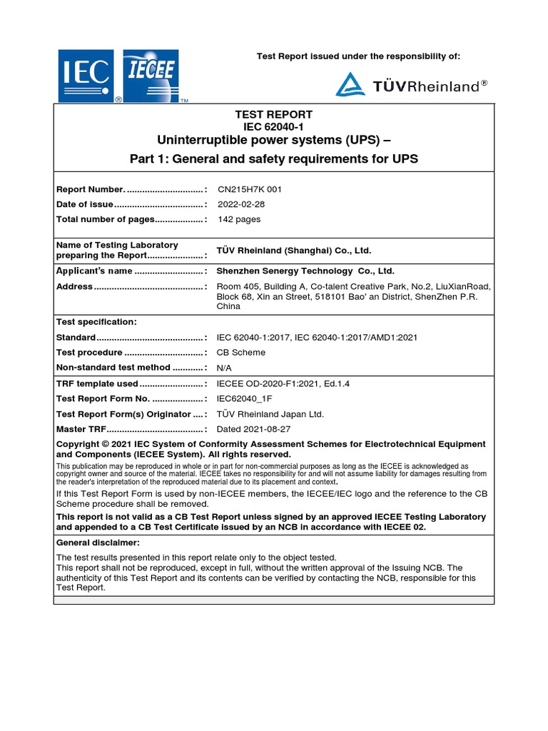 IEC62040 | PDF | Insulator (Electricity) | Power Inverter