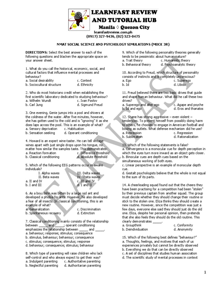 Mock 3R - Social - Q | PDF | Id | Bulimia Nervosa