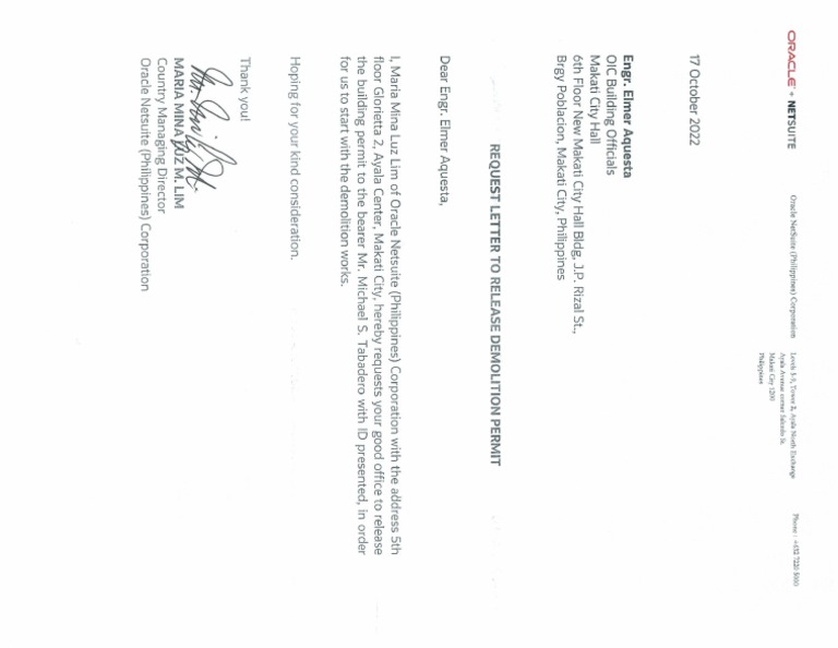 20221018-G2 Request To Release Demolition Permit | PDF