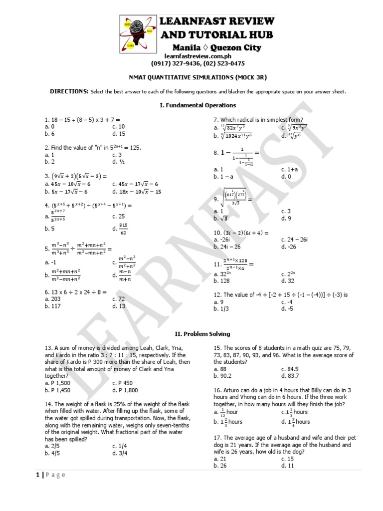 Mock 3R - Quantitative - Q | PDF | Odds | Mathematics