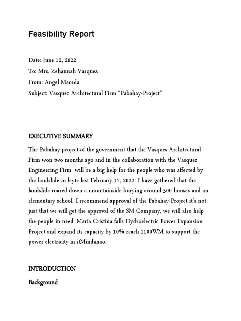 Feasibility Report | PDF | Hydroelectricity | Electrical Grid