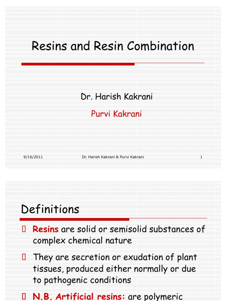 Resins in Pharmacognosy Overview | PDF