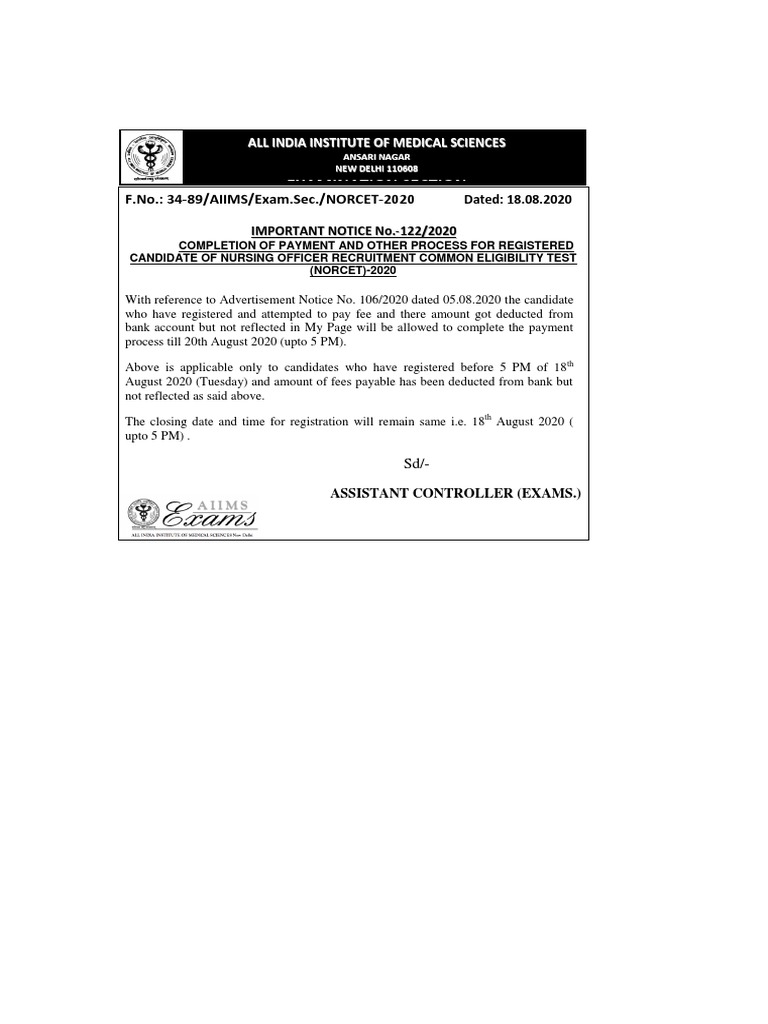NORCET-2020 Payment Completion Notice | PDF | Business | Finance ...