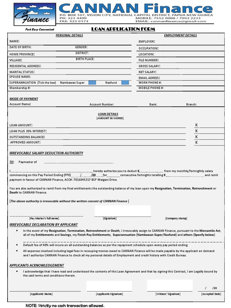 Cannan Finance Application Form-Private | PDF | Loans | Business