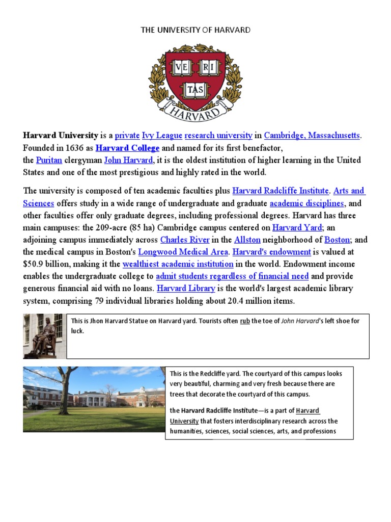 The University of Harvard | PDF | Harvard University | Universities And ...