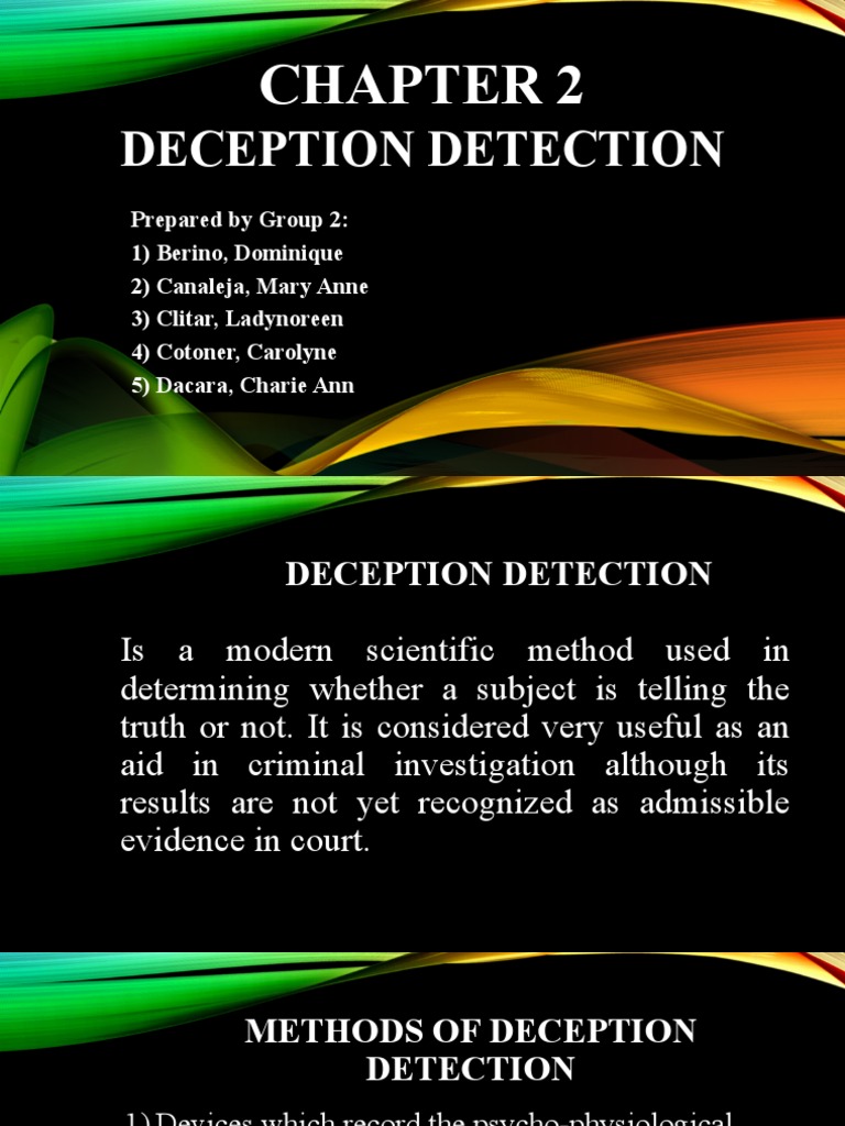 Deception Detection Methods Explained | PDF | Confession (Law) | Polygraph