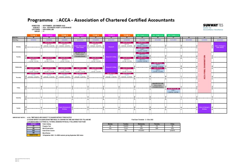 ACCA AAA Course Schedule Sep-Dec 2022 | PDF | Accounting | Financial ...