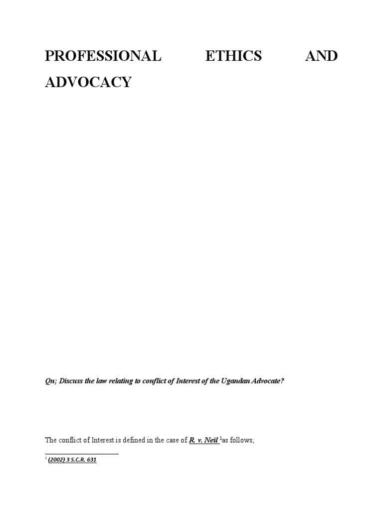 Professional Ethics and Advocacy CW | PDF | Conflict Of Interest | Confidentiality