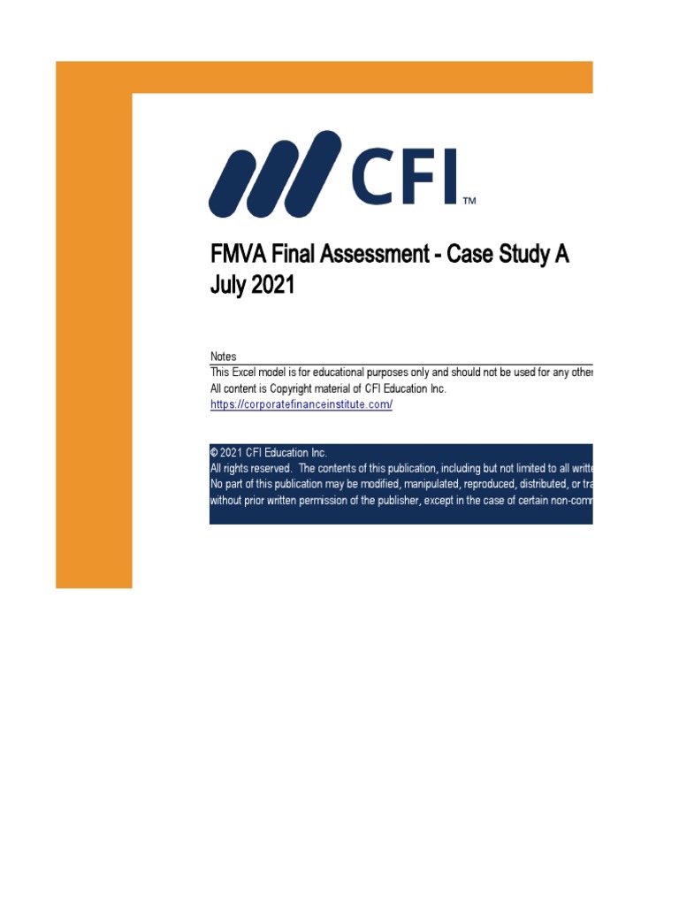 CFI FMVA Final Assessment Case Study 1A | PDF | Expense | Equity (Finance)
