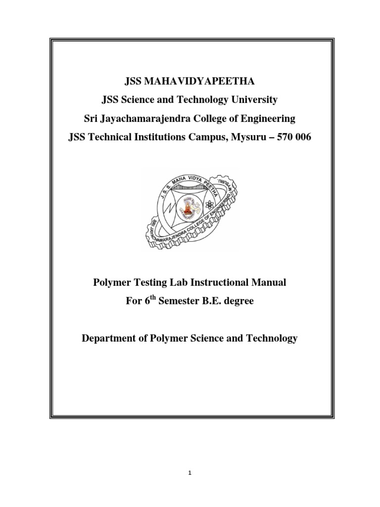 Polymer Testing Lab Manual | PDF | Strength Of Materials | Yield ...