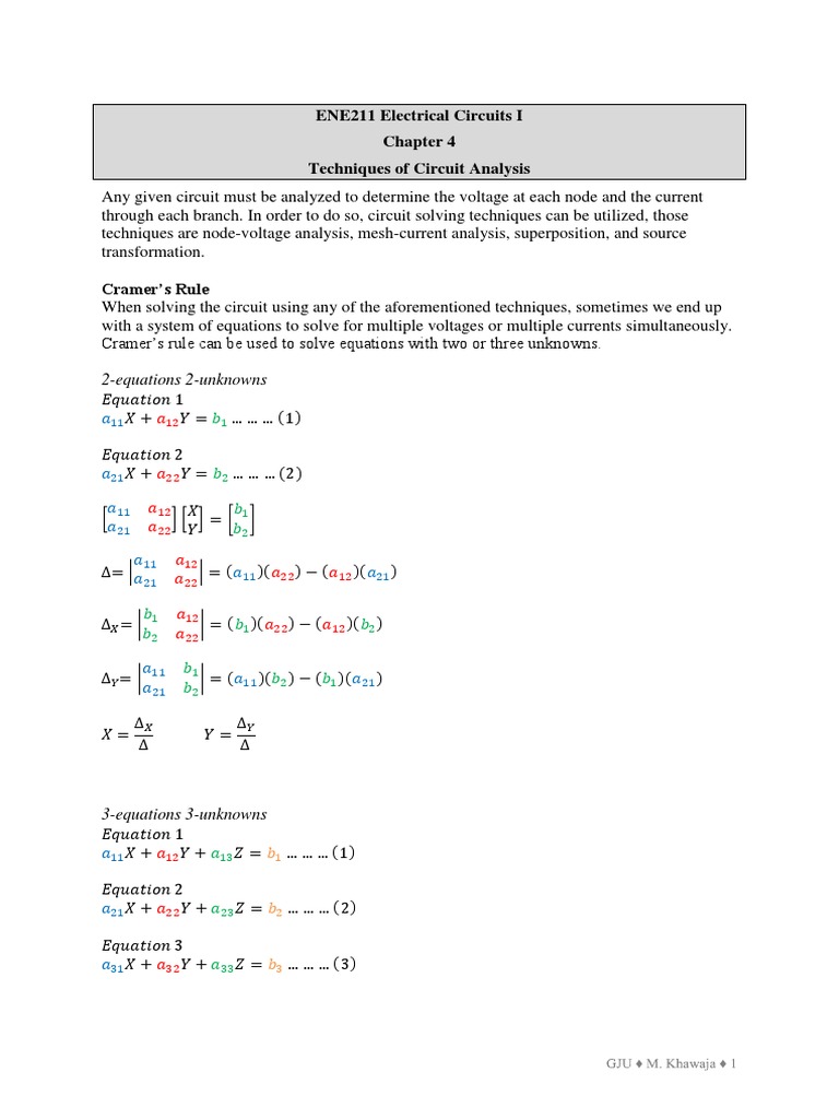 Techniques of Circuit Analysis: Applying Node-Voltage Analysis, Mesh-Current Analysis, and ...