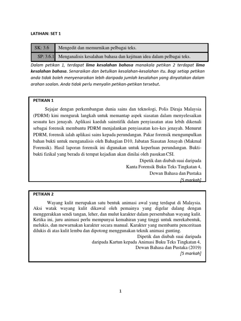 Latihan Penyuntingan SPM | PDF