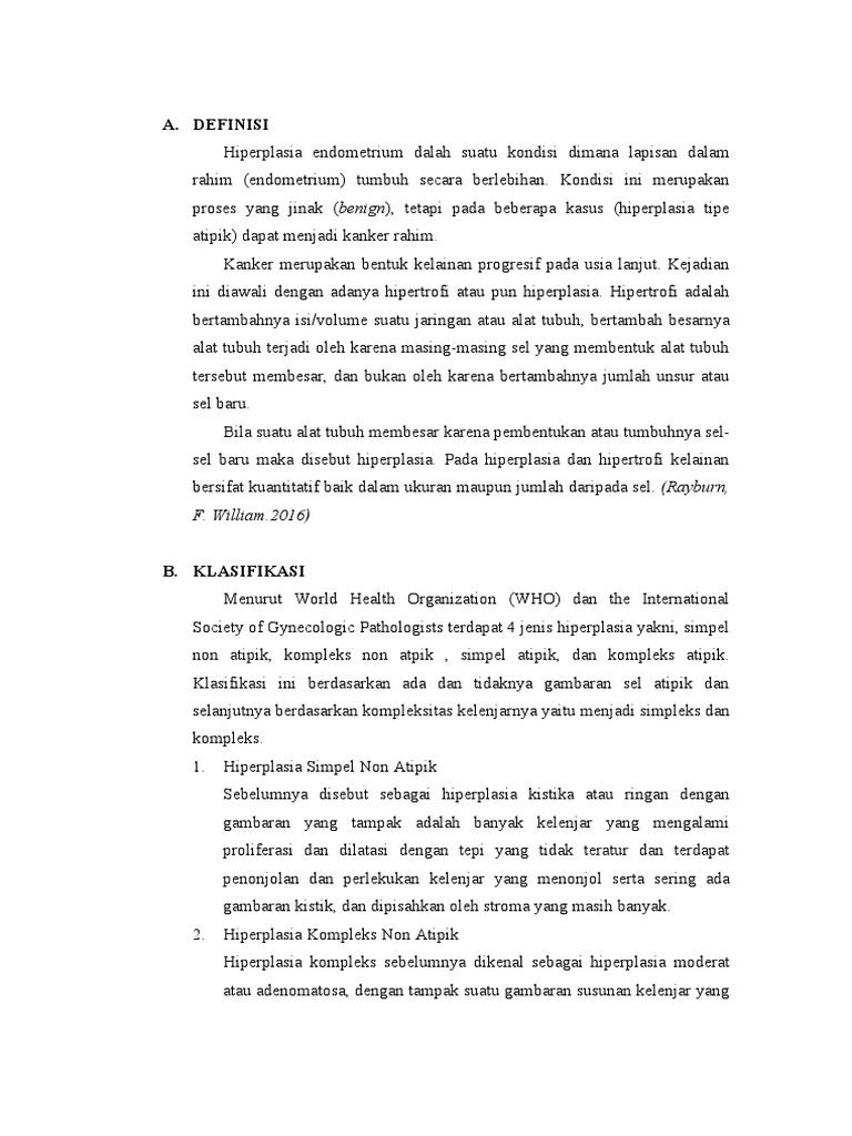 Hiperplasia Endometrium: Definisi dan Klasifikasi | PDF