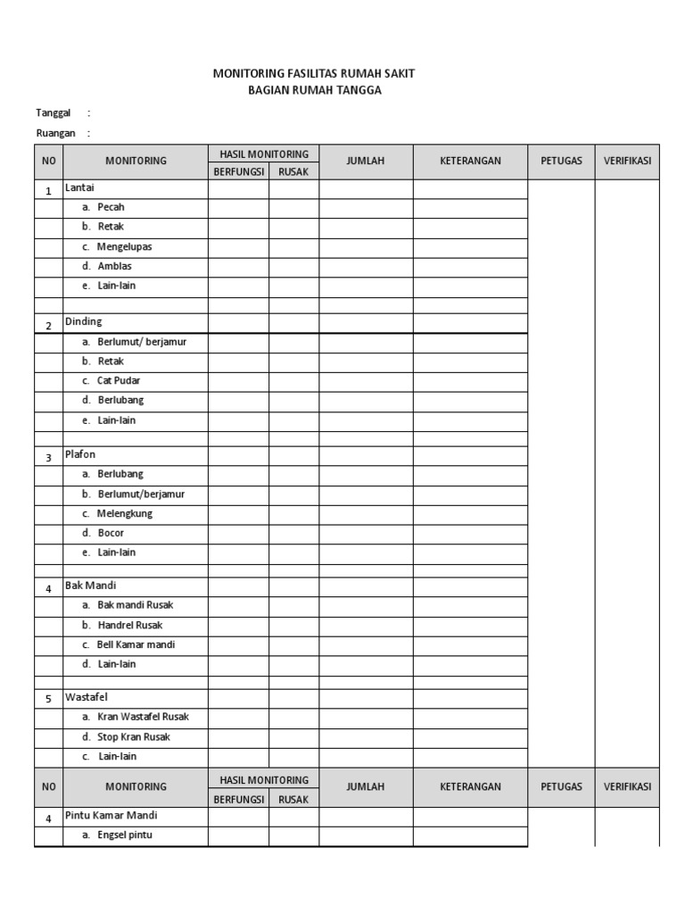Formulir Monitoring FASILITAS | PDF