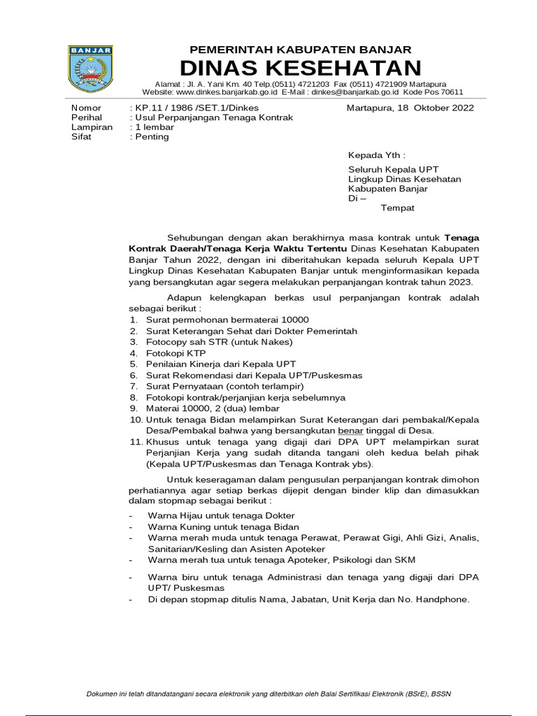 Surat Edaran Perpanjangan Kontrak UPT PDF | PDF Surat Edaran Perpanjangan Kontrak UPT PDF | PDF
