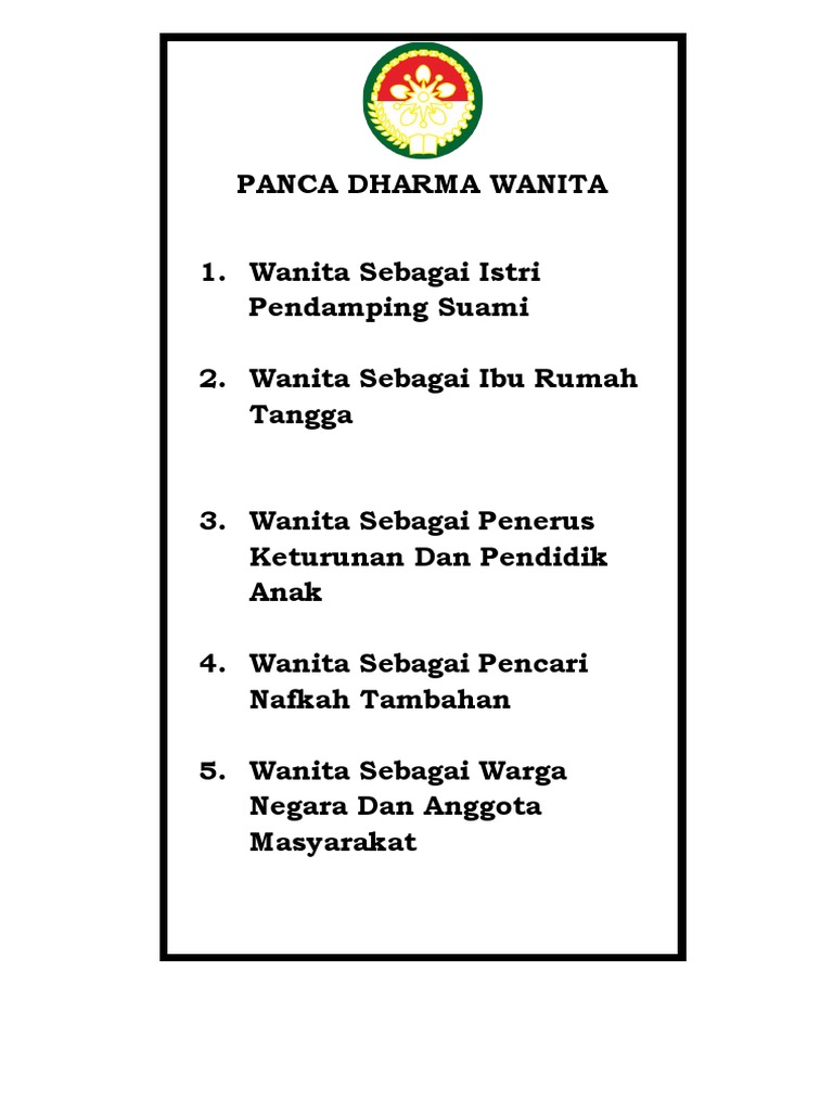 Panca Darma Wanita | PDF