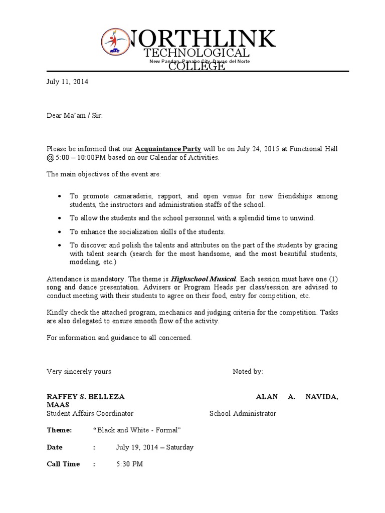 Acquaintance Letter | PDF | Fashion | Clothing