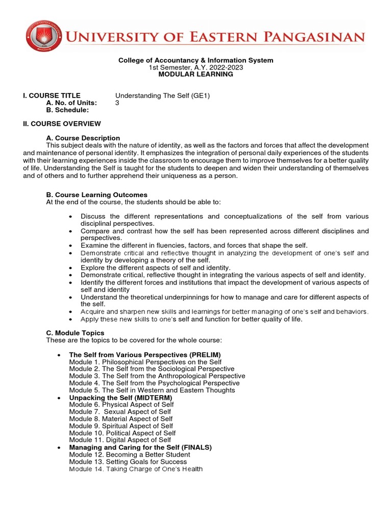 Uts Prelim Modules 2022 Caba | PDF | Philosophy Of Self | Sociology