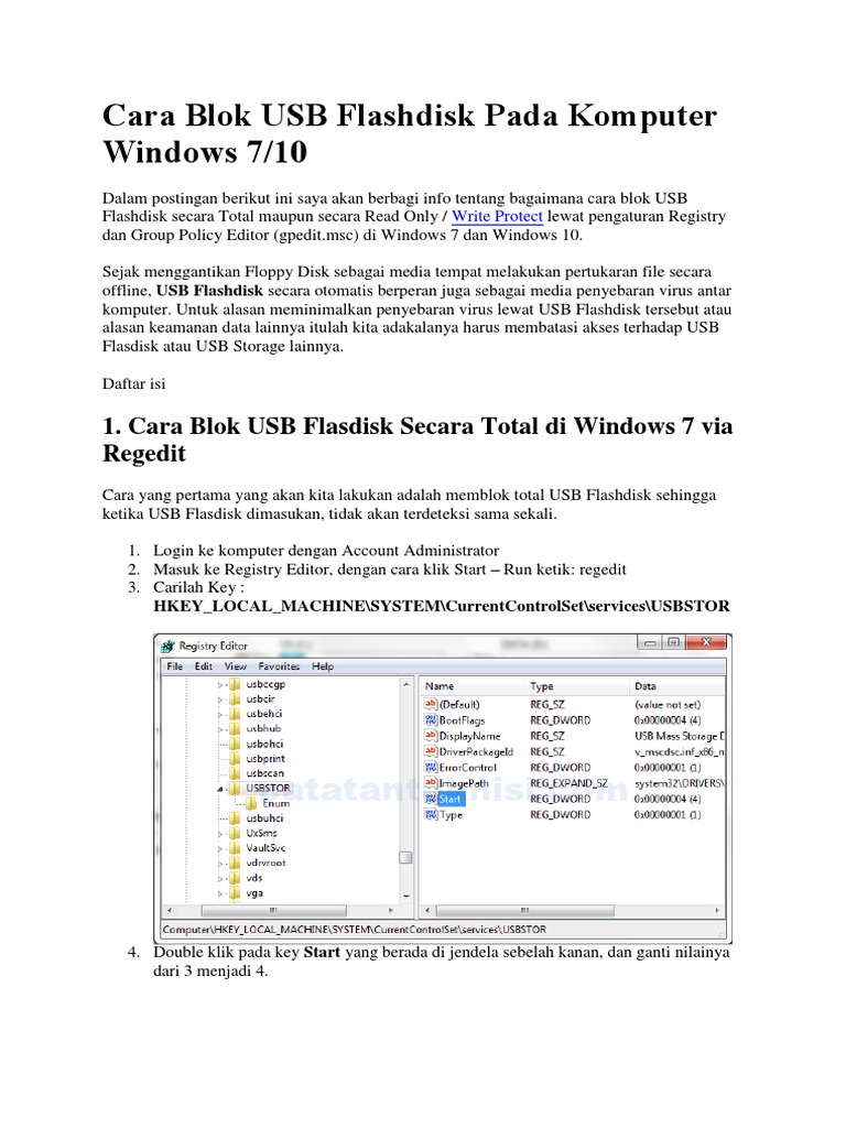 Cara Blok USB Flashdisk Pada Komputer Windows | PDF