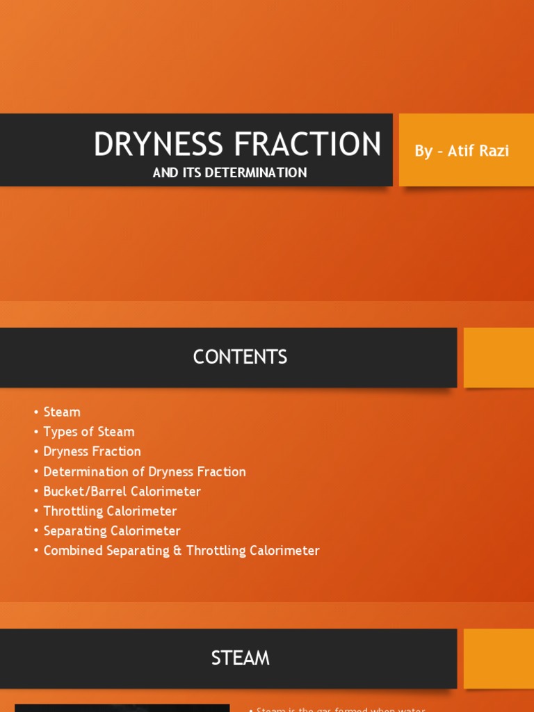 Dryness Fraction & Its Determination | PDF | Steam | Water