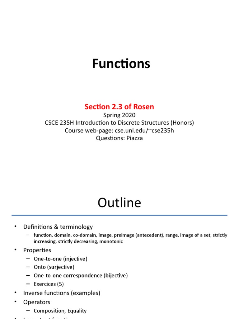 Functions | PDF | Function (Mathematics) | Monotonic Function