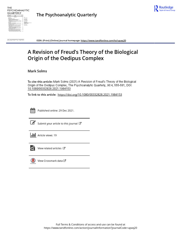 A Revision of Freud S Theory of The Biological Origin of The Oedipus ...