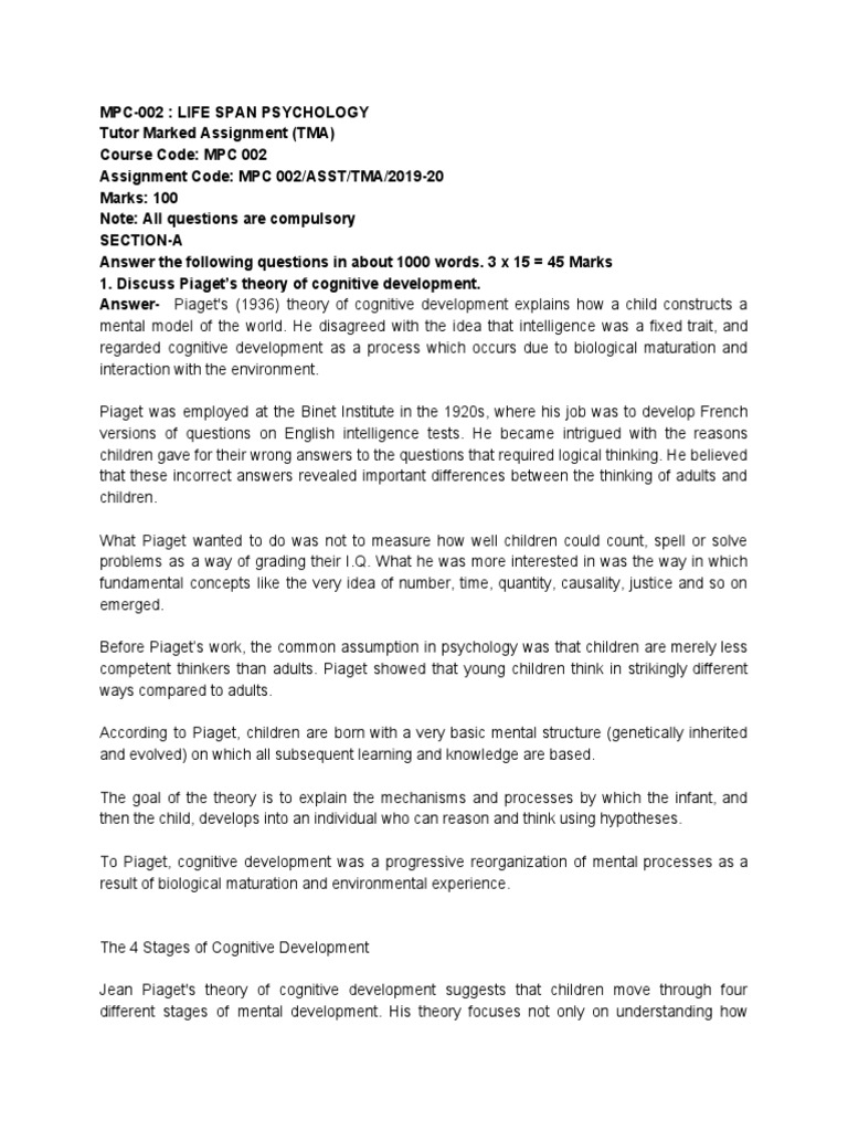 MPC-002 - 2020 | PDF | Adolescence | Cognitive Development