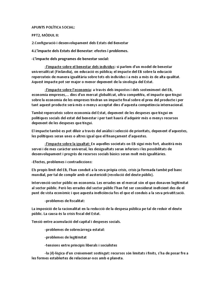 Apunts Política Social | PDF