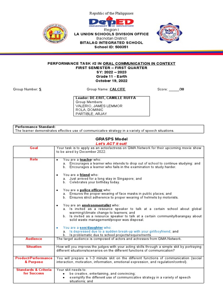 Oral Com-Q1-Pt2-Grp5 | PDF | Body Language | Communication