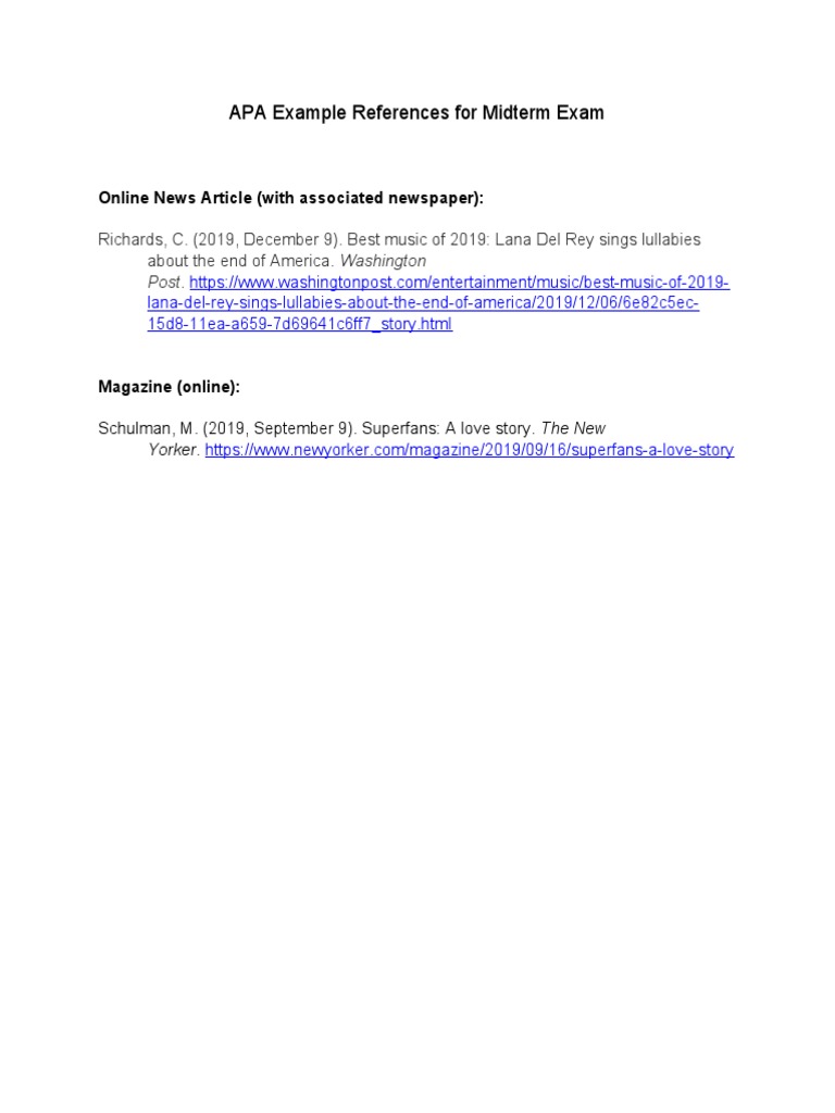 APA References For Exam | PDF | Politics | Travel