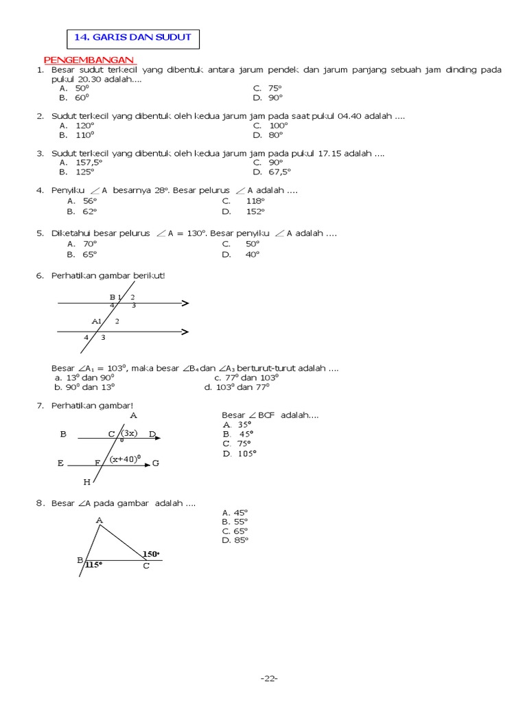 Sudut Jam dan Penyiku Kelas 7 | PDF