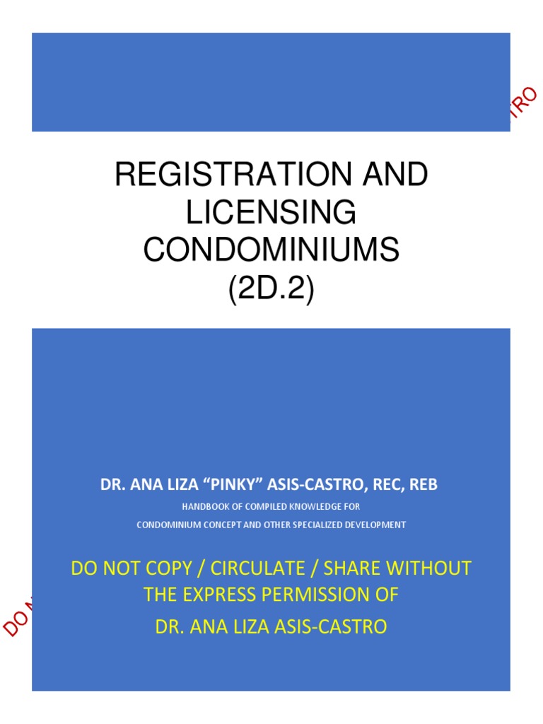 Handbook (W) - (5.2) (Module 2d.2) Registration and Licensing Condominiums | PDF | Mortgage Law ...
