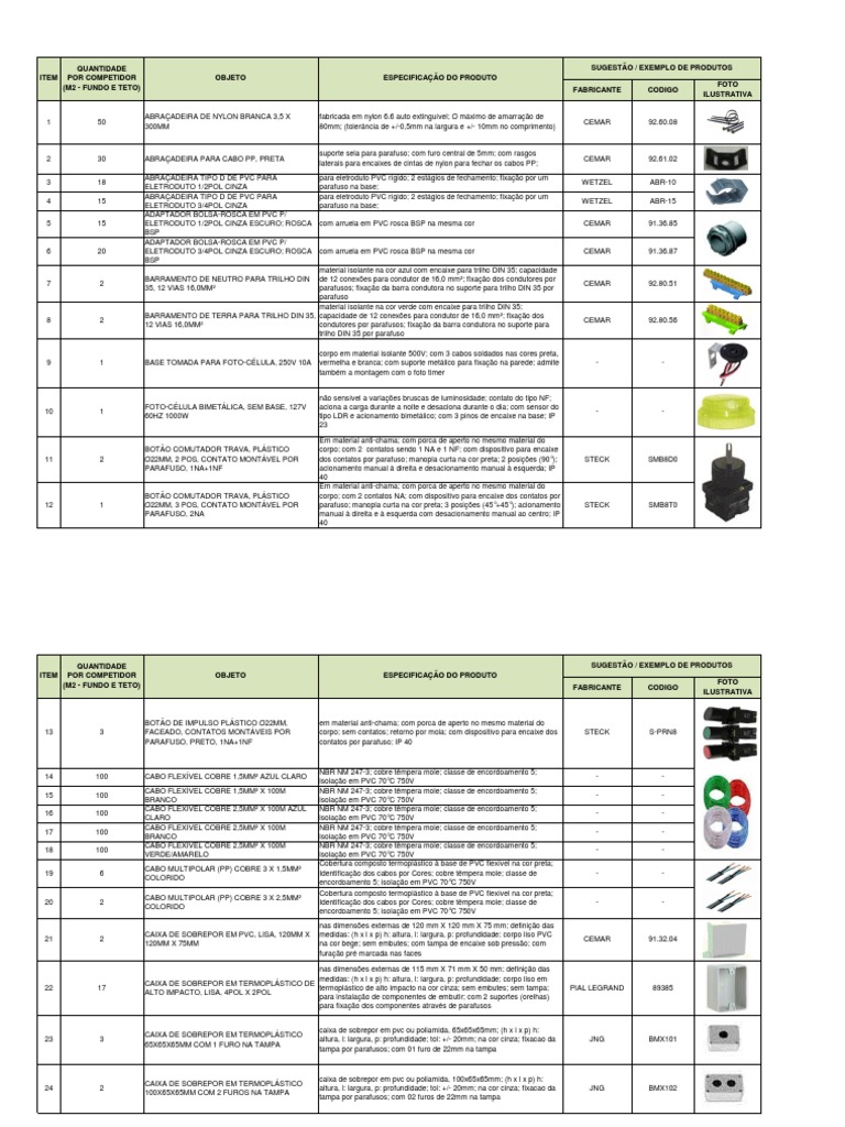 MODULO 02 (Lista de Material) | Download grátis PDF | Parafuso ...