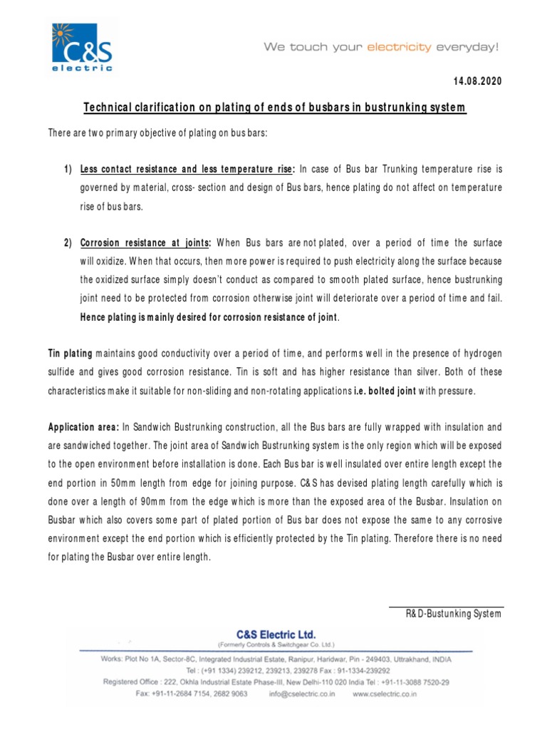 TIN Plating On Busbars Joints | PDF