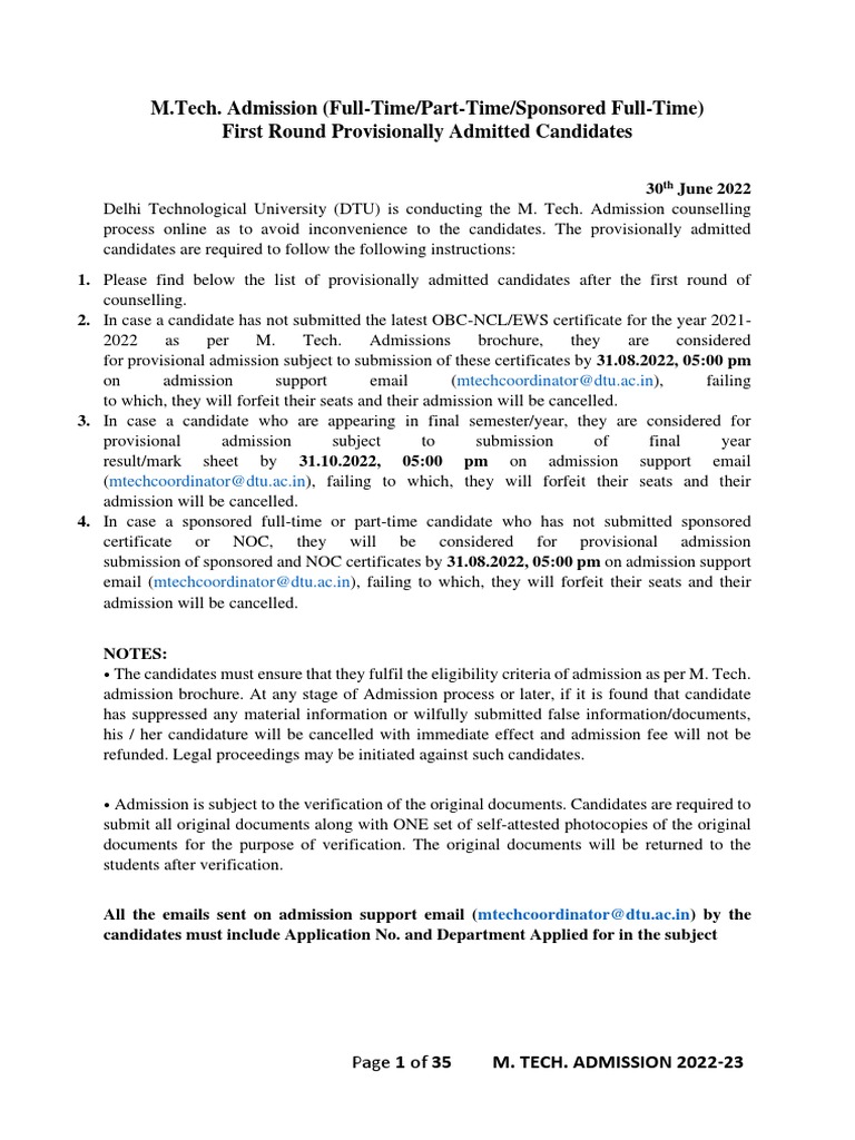 Mtech First | PDF | Engineering | Qualifications