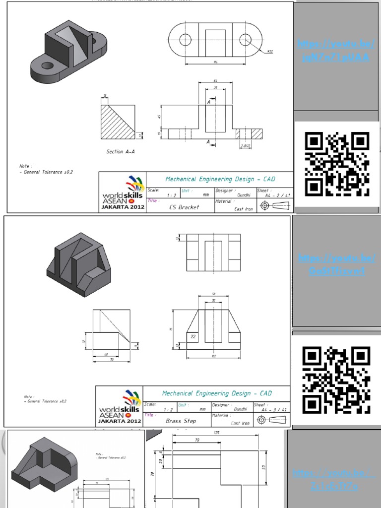 Job Sheet Autodesk Inventor Sederhana Elemen Dasar | PDF