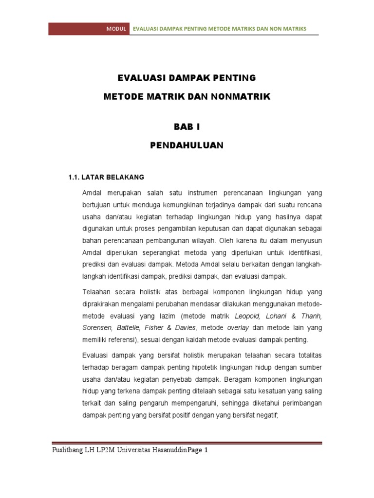 Evaluasi Metode Matriks Amdal | PDF | Sains & Matematika